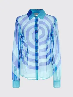 Dries Van Noten Optical Print Silk Shirt