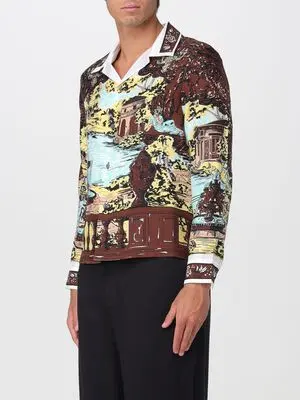 Versace Long-sleeved Graphic Print Silk Shirt With Cuban Collar - Multicolor