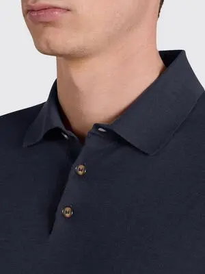 ZANONE Cotton And Silk Knit Polo Shirt - Blue
