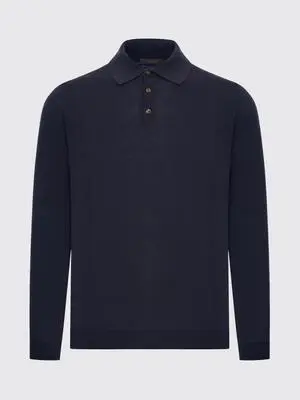 ZANONE Cotton And Silk Knit Polo Shirt - Blue
