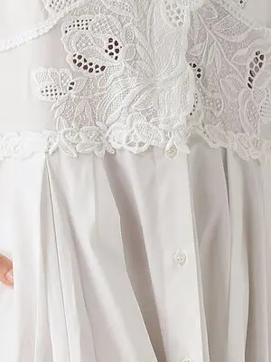 Ermanno Scervino A-line Cotton Long Dress With Macramé Lace Inserts