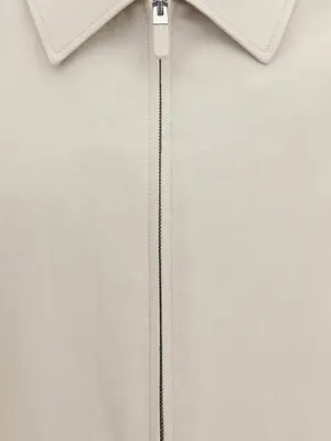 Zegna Short Shirt Jacket In Pure Linen With Zip Closure And Patch Pockets