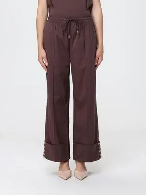 Liu Jo Cotton Trousers With Drawstring - Mud
