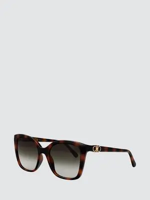 FERRAGAMO Cat-eye Acetate Sunglasses With Gancini Detail - Brown