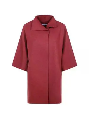 Harris Wharf London Asymmetric-collar Three-quarter-sleeve Coat - Red