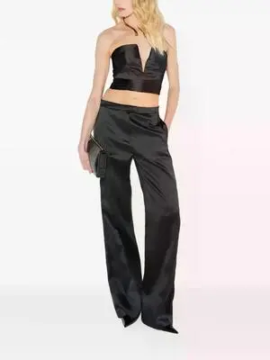Elisabetta Franchi Off-the-shoulder Gazar Top With Tulle Veil - Black