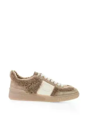 Valentino Garavani Shearling-trim Sneakers - Brown