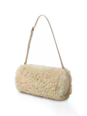 Stella McCartney Logo-patch Faux-shearling Shoulder Bag