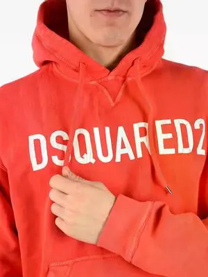 Dsquared2 Graphic Print Drawstring Hoodie - Red
