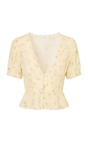 LoveShackFancy Bondy Lace Crepe Top