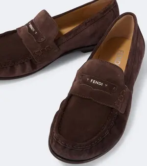 Fendi Scrunch Suede Penny Loafers