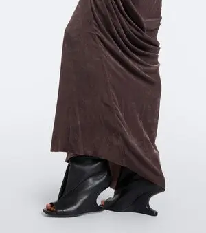 Rick Owens Strutter Draped Velvet Maxi Dress