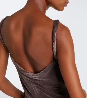 Rick Owens Strutter Draped Velvet Maxi Dress