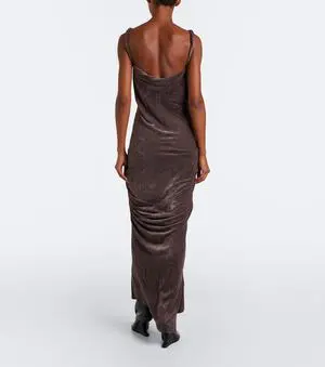 Rick Owens Strutter Draped Velvet Maxi Dress