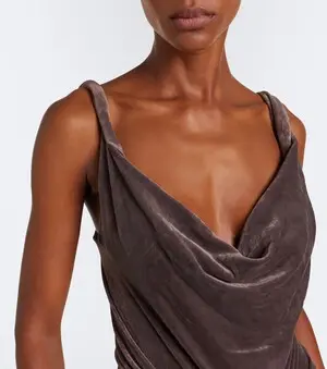 Rick Owens Strutter Draped Velvet Maxi Dress