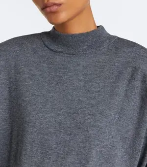 THE FRANKIE SHOP Wool-blend Mockneck Sweater - Grey