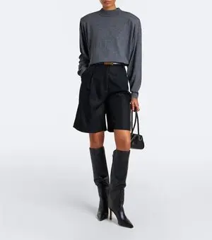 THE FRANKIE SHOP Wool-blend Mockneck Sweater - Grey