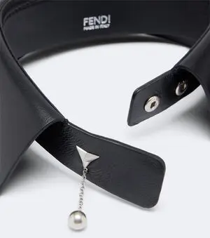Fendi Embellished Leather Collar - Black