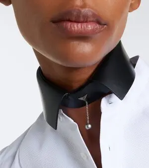 Fendi Embellished Leather Collar - Black