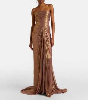 MARMAR HALIM Pleated Taffeta Gown And Cape Set