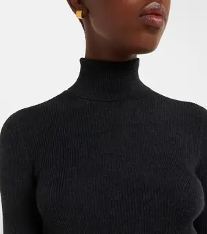 Agnona Ribbed Knit Wool, Silk, And Cashmere Turtleneck Sweater