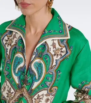 ALEMAIS Porter Printed Linen Mini Dress