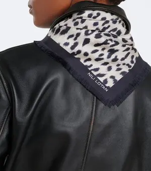 NILI LOTAN Leopard Print Silk Scarf