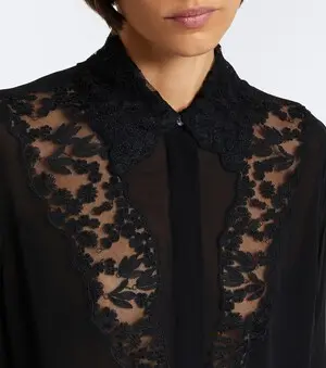 Fendi Lace-trimmed Silk Georgette Shirt