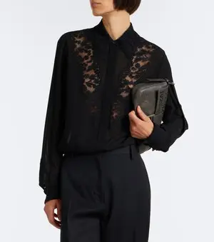 Fendi Lace-trimmed Silk Georgette Shirt