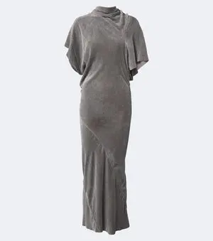 Rick Owens Draped Velvet Midi Dress - Grey