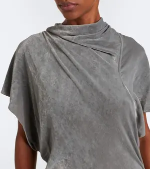 Rick Owens Draped Velvet Midi Dress - Grey