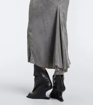 Rick Owens Draped Velvet Midi Dress - Grey