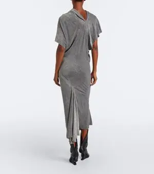 Rick Owens Draped Velvet Midi Dress - Grey