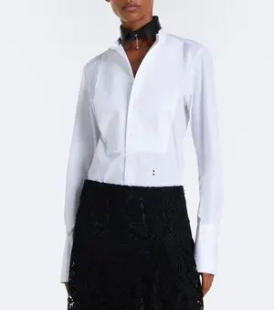 Fendi Cotton Poplin Shirt With Pique Trim