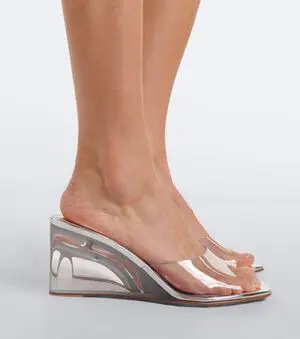 Amina Muaddi Lupita Wedge Mules - Transparent
