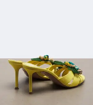 AQUAZZURA Birdsong Raffia Mules