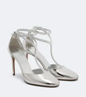 FERRAGAMO Metallic Leather Slingback Pumps - Silver