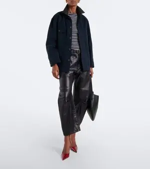 NILI LOTAN Leather Barrel-leg Pants