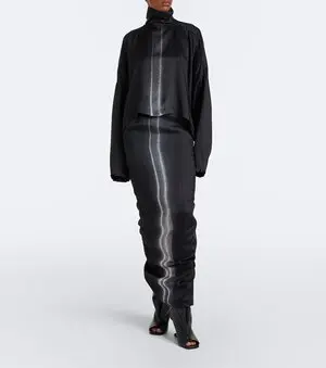 Rick Owens Soft Pillar Gathered Printed Maxi Skirt