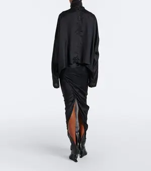 Rick Owens Soft Pillar Gathered Printed Maxi Skirt