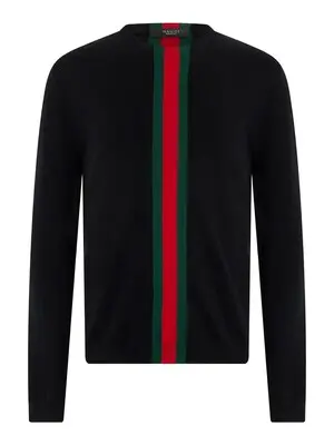 Gucci Cashmere Sweater With Striped Detail - Black