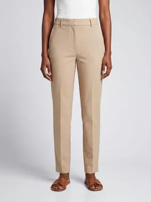 CIRCOLO 1901 Mid-rise Slim Fit Cropped Trousers In Stretch Cotton Fabric - Dark