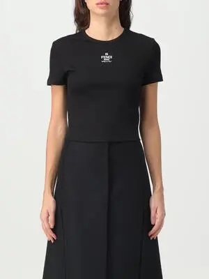 Fendi Ribbed Crewneck T-shirt - Black