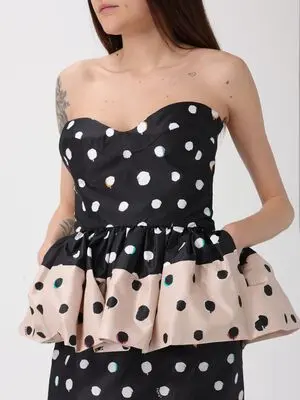 Fendi Polka Dot Strapless Peplum Dress