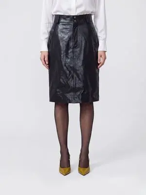 Saint Laurent High-waisted Leather Pencil Mini Skirt With Button Detail