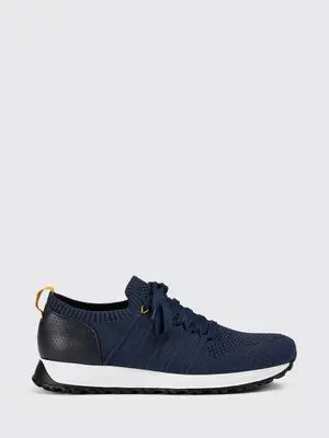 DOUCAL'S Crochet Knit And Leather Sneakers - Blue
