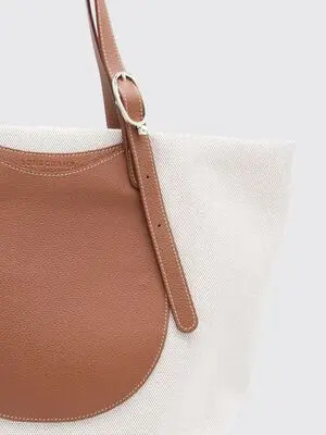 Longchamp Le Foulonné Toile Canvas And Grained Leather Shoulder Bag - Camel