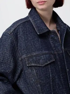 Fendi Relaxed Fit Denim Jacket With Fur Collar And Cuffs