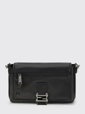 Fendi Flux Messenger Calfskin Leather Bag - Black