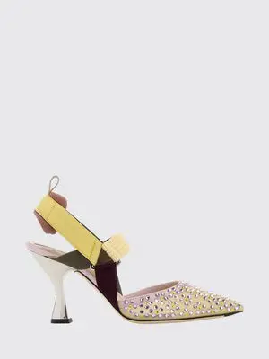 Fendi Colibrì Mesh Nylon Slingbacks With Rhinestones - Violet